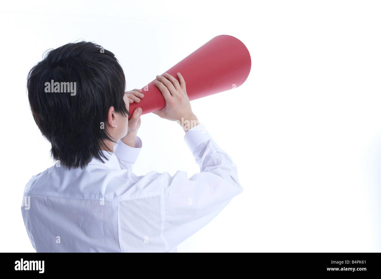 Man megaphone rear view hi-res stock photography and images - Alamy