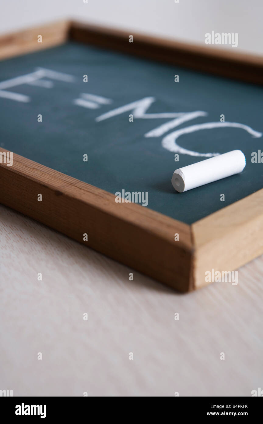 Slate and chalk with formula Stock Photo - Alamy