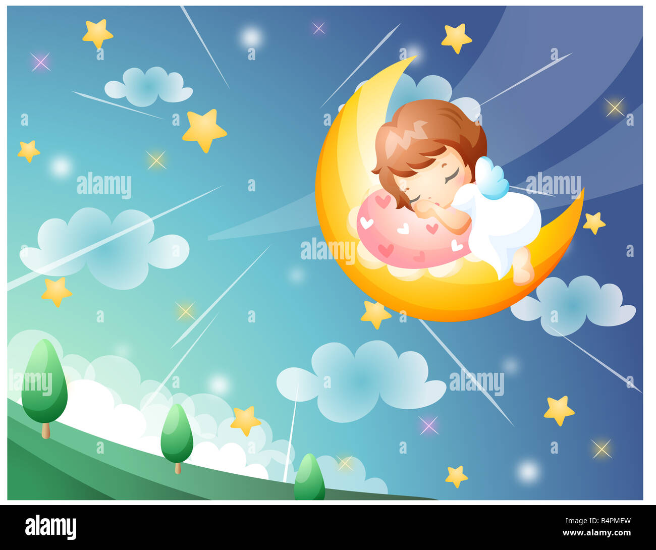 Moon and stars illusion hi-res stock photography and images - Alamy