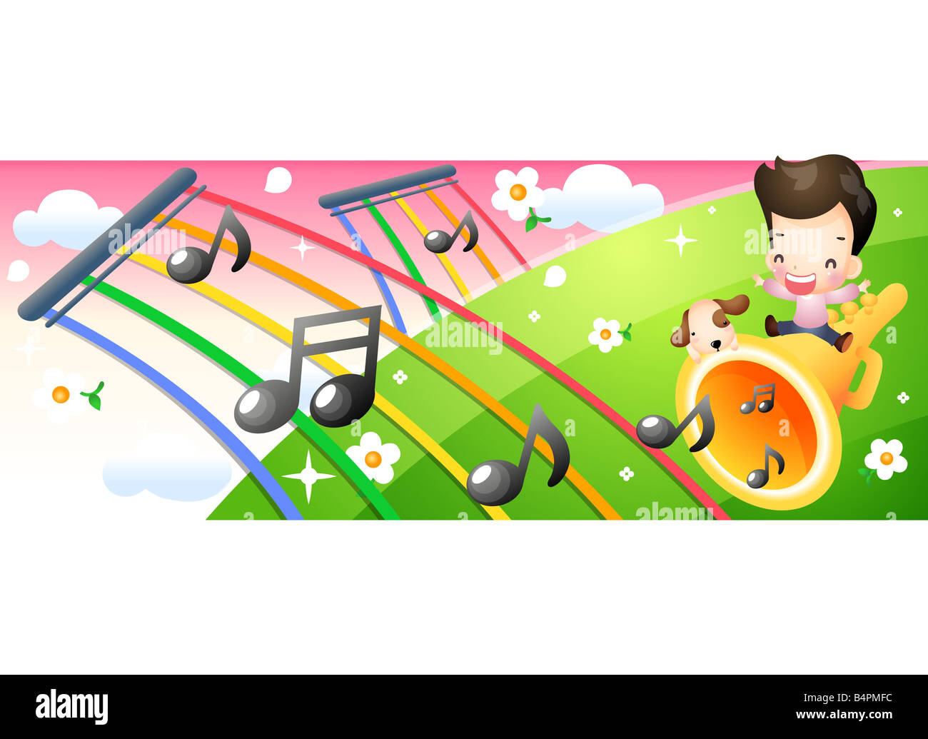 Illustration Dog Playing Trumpet High Resolution Stock Photography and ...
