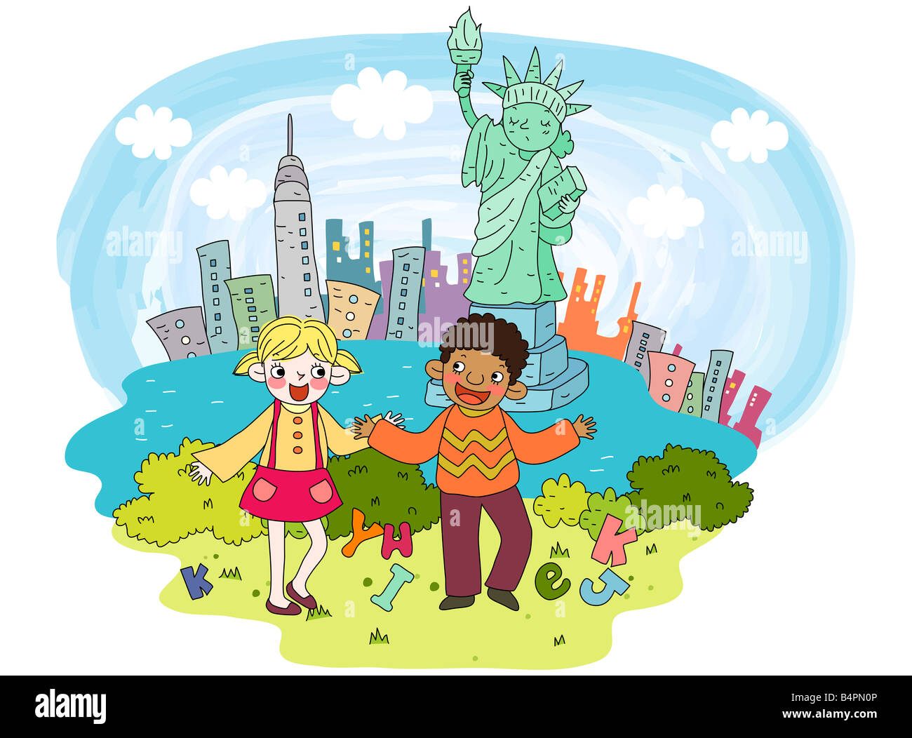 Kids and statue of liberty hi-res stock photography and images - Alamy
