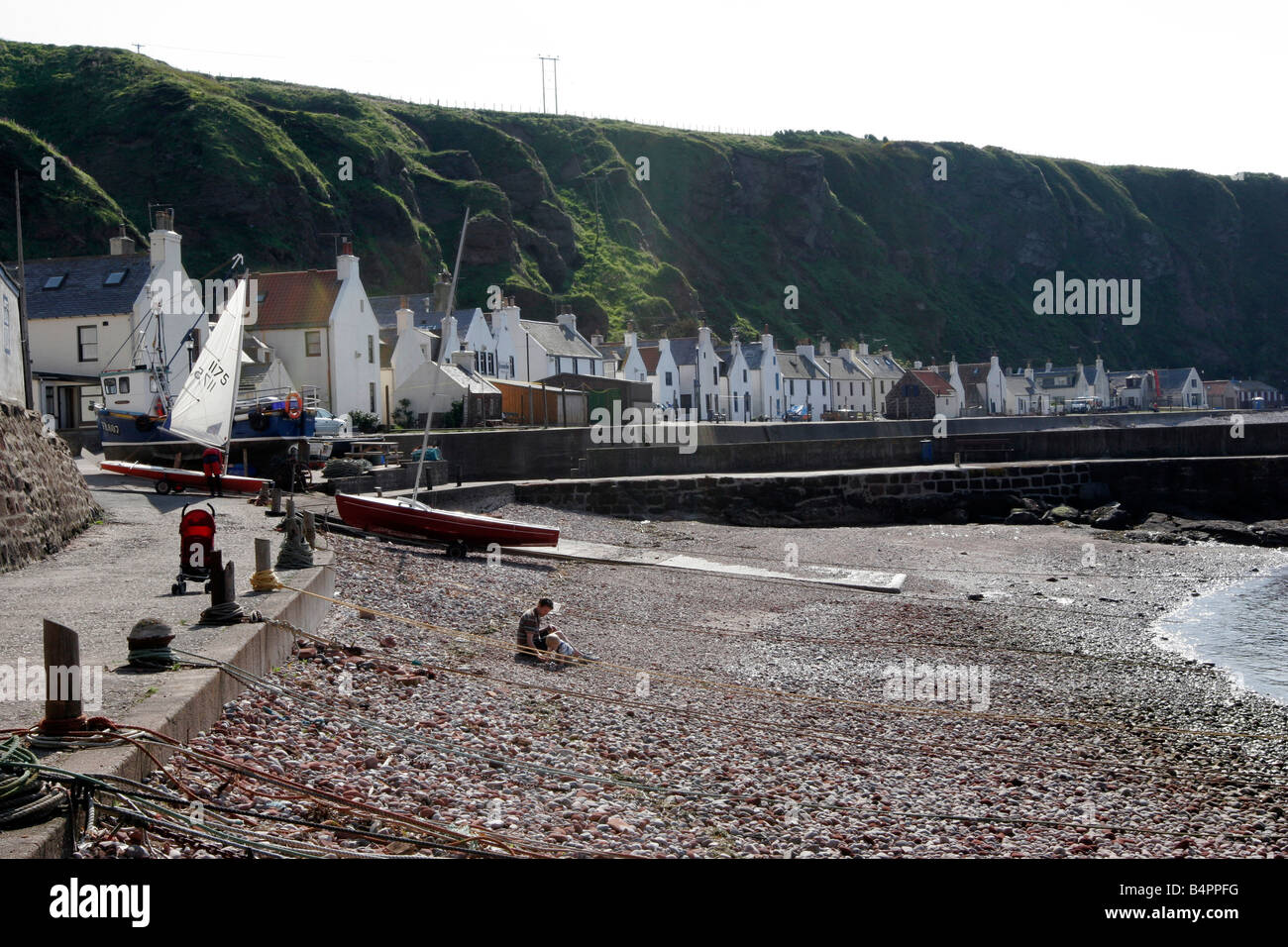 The harbour at the small Scottish village of Pennan on the North coast ...