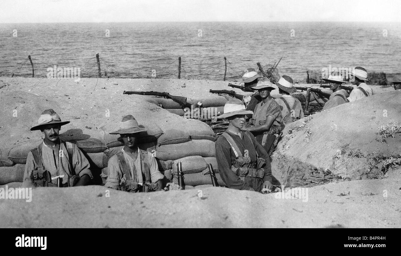 British troops in trenches on the British line in Salonika during World ...
