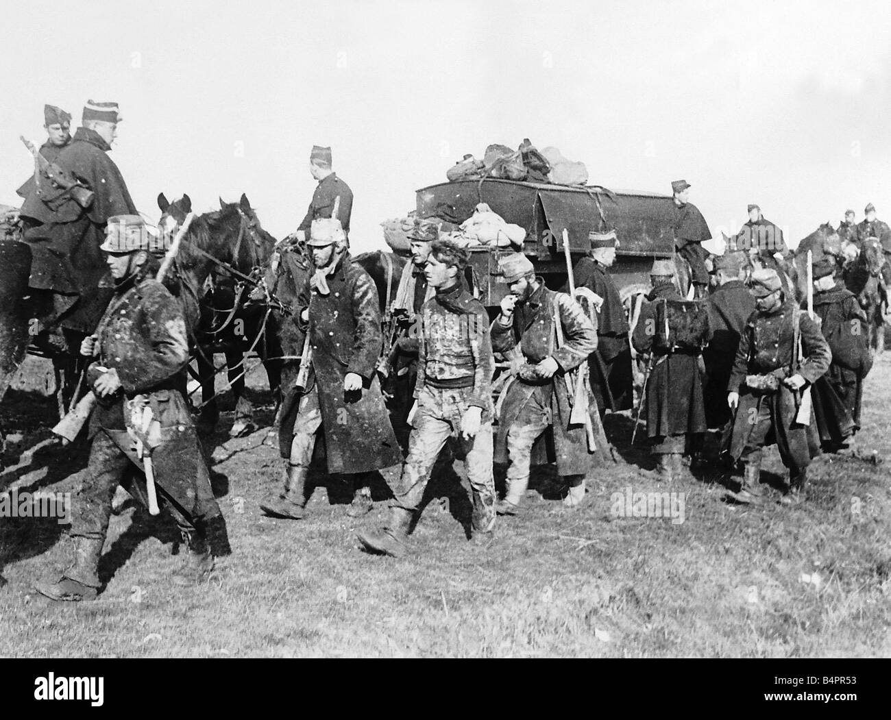 Belgian soldiers on their way to take up a new position during World ...