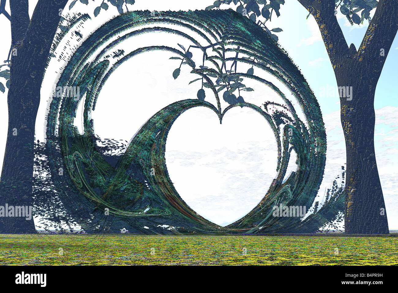Heart-shaped garden sculpture Stock Photo - Alamy