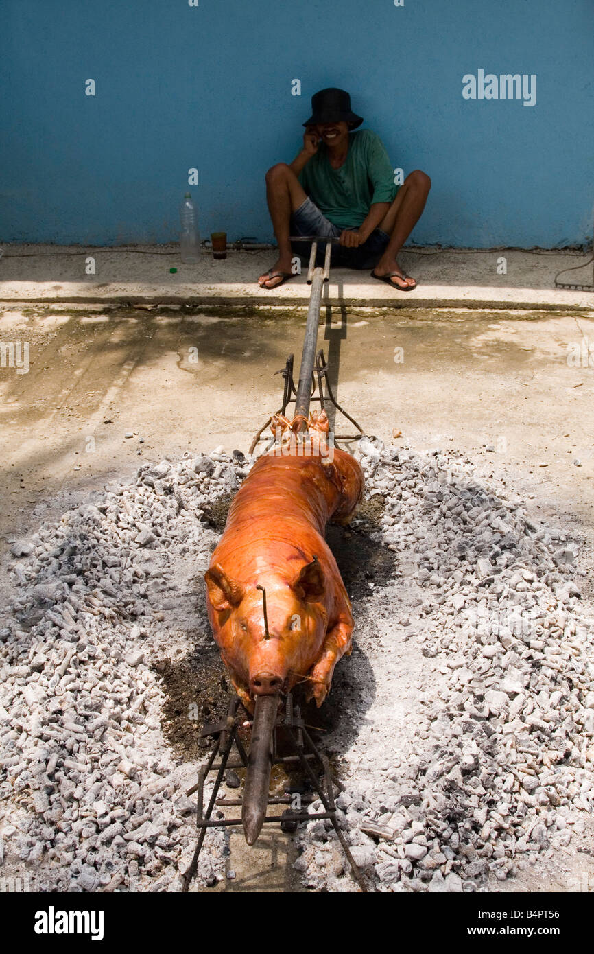 Roasting of pig Stock Photo - Alamy