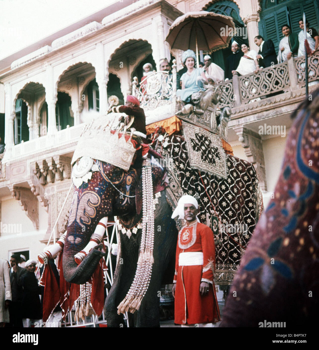 Queen Elizabeth 1961 Visits Katmandu Royal Elephant Ride in Nepal Stock ...