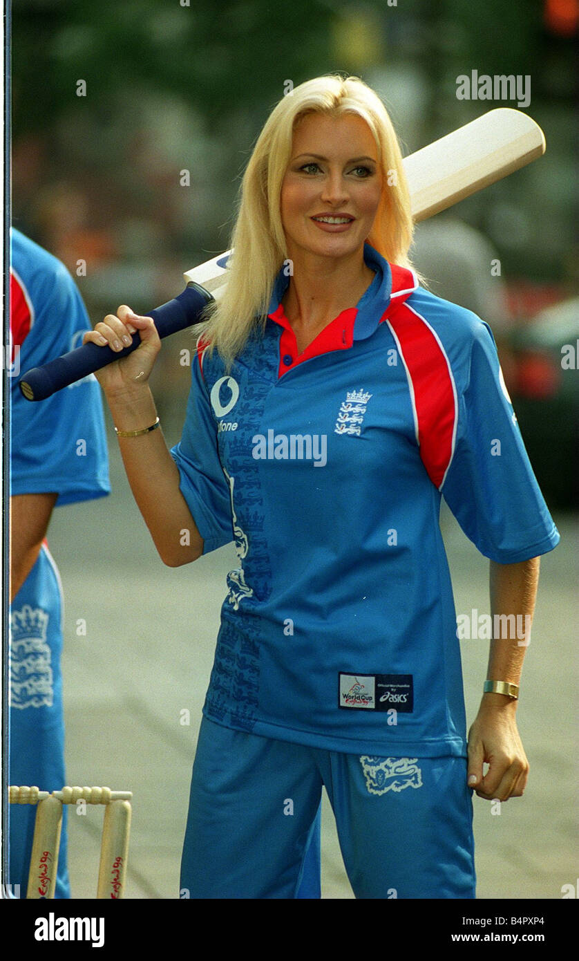 Caprice model sporting the New England Cricket Strip 1998 Stock Photo ...