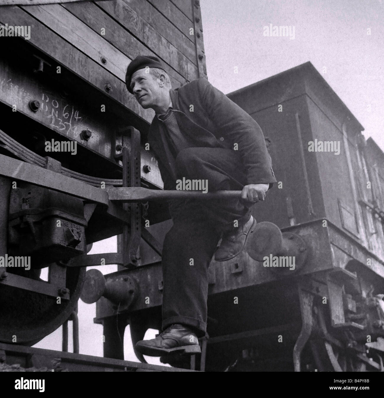 Riding the brake rods to slow down a string of free moving trucks calls ...
