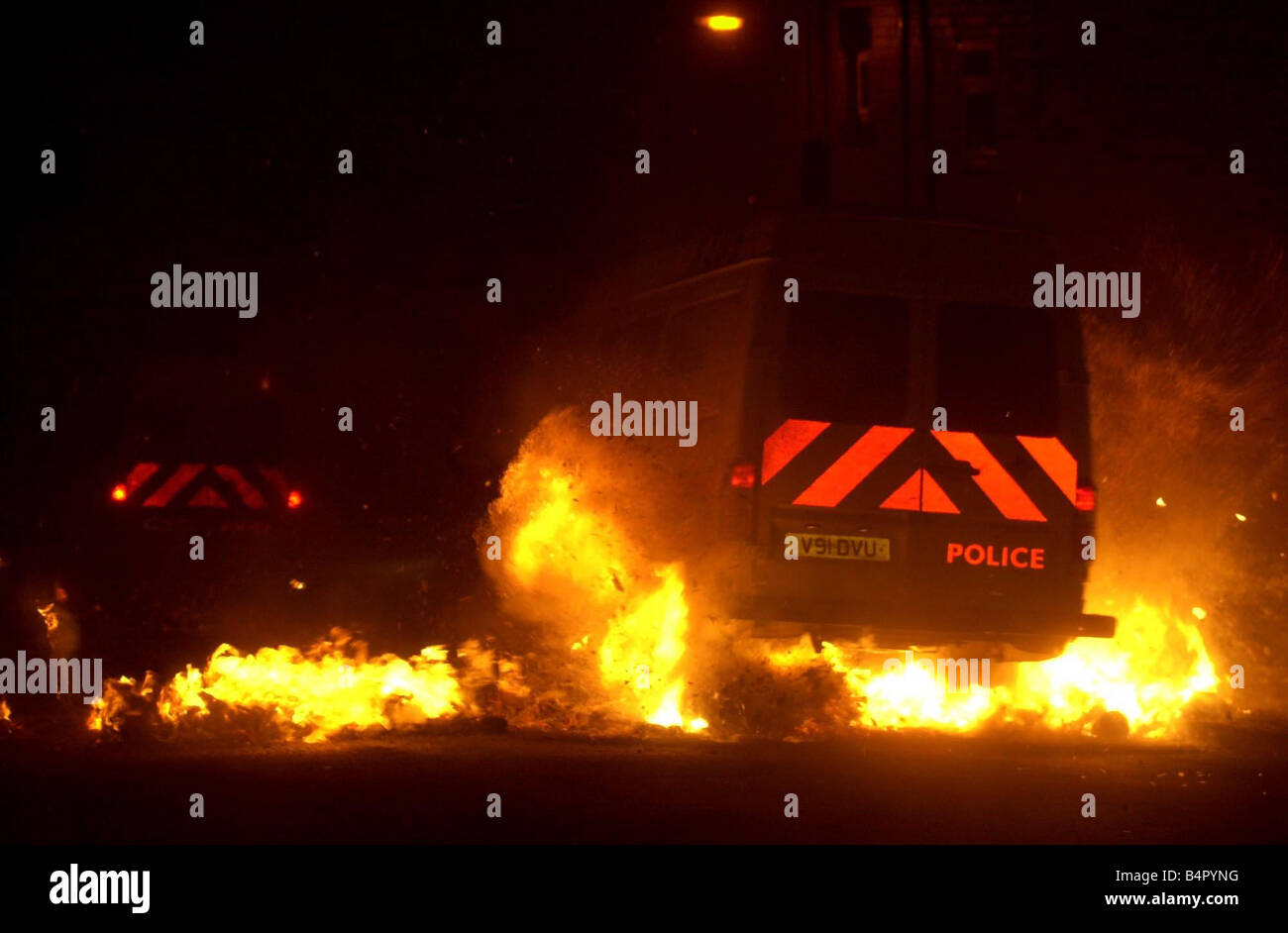 Police van explosion hi-res stock photography and images - Alamy