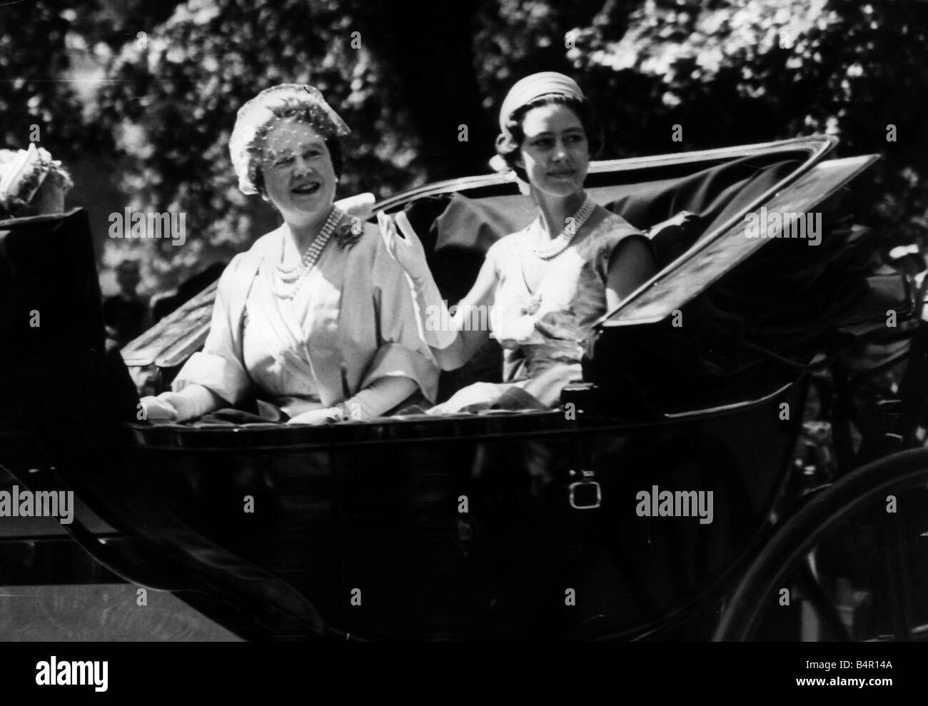 Queen Elizabeth now Queen Mother and Princess Margaret at Trooping the ...