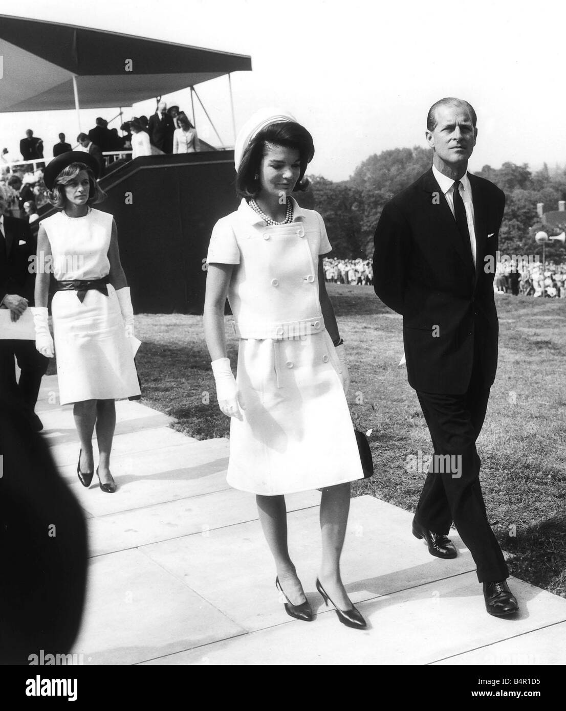 Jackie Kennedy with Prince Philip at Runnymede for The Kennedy Memorial ...