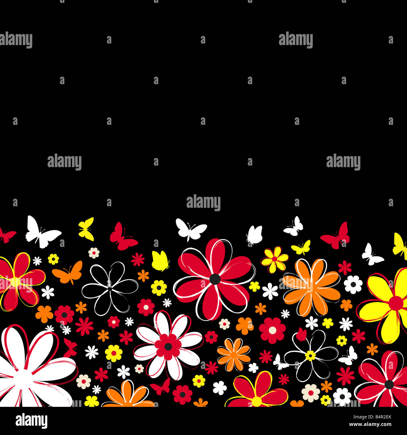 Background of flowers and butterflies Stock Photo - Alamy