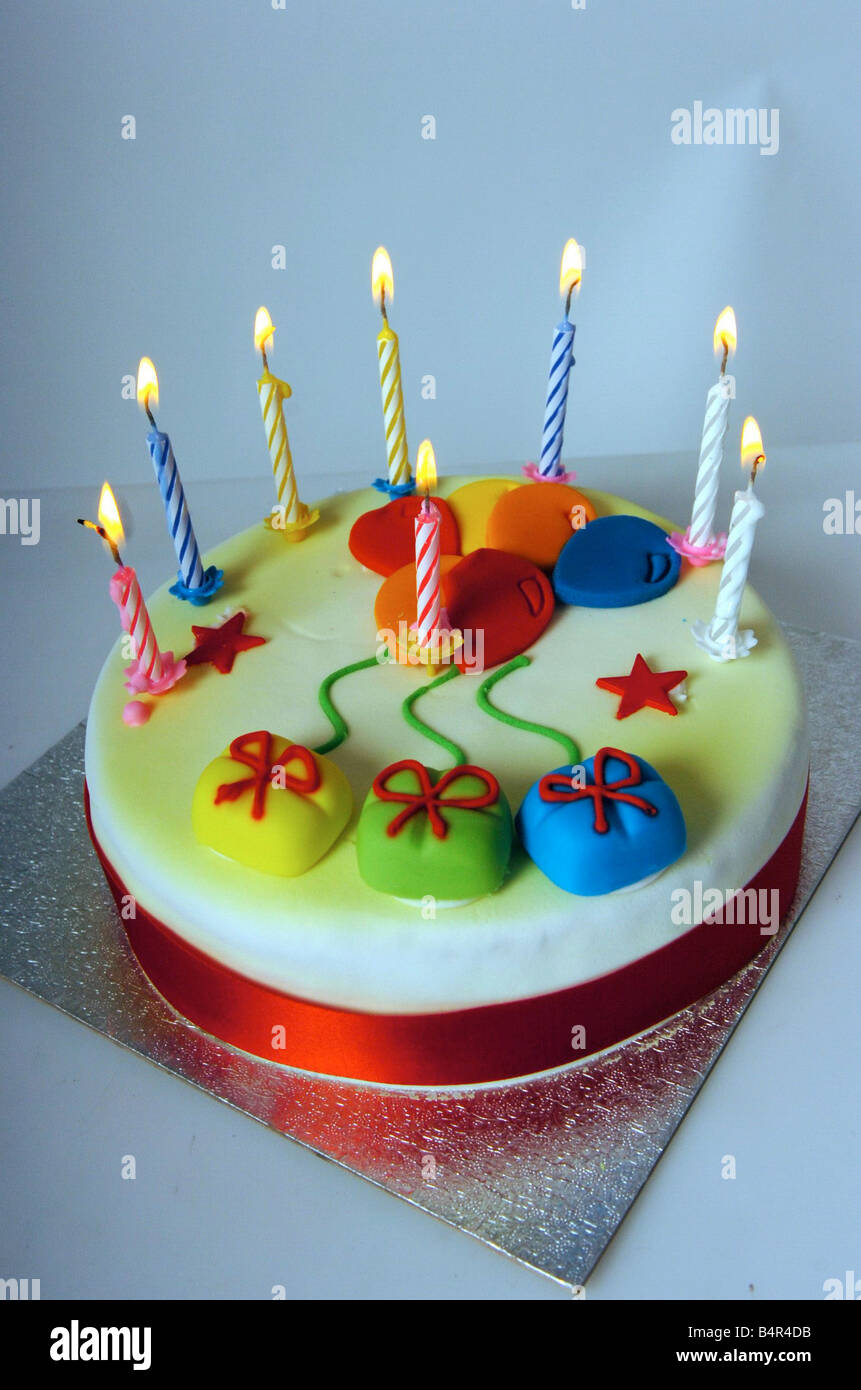 Birthday cake with candles Stock Photo - Alamy