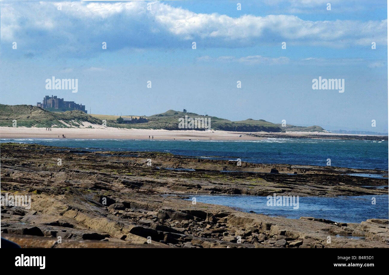 Bambrough Castle taken from Seahouses harbour Stock Photo - Alamy
