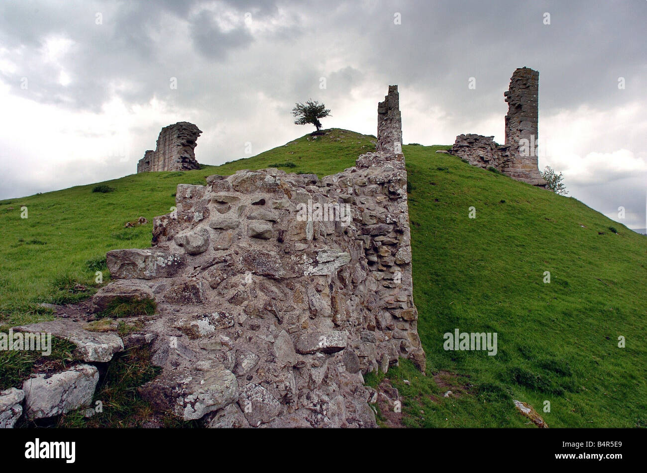 Harbottle Castle overlooking the village Stock Photo - Alamy