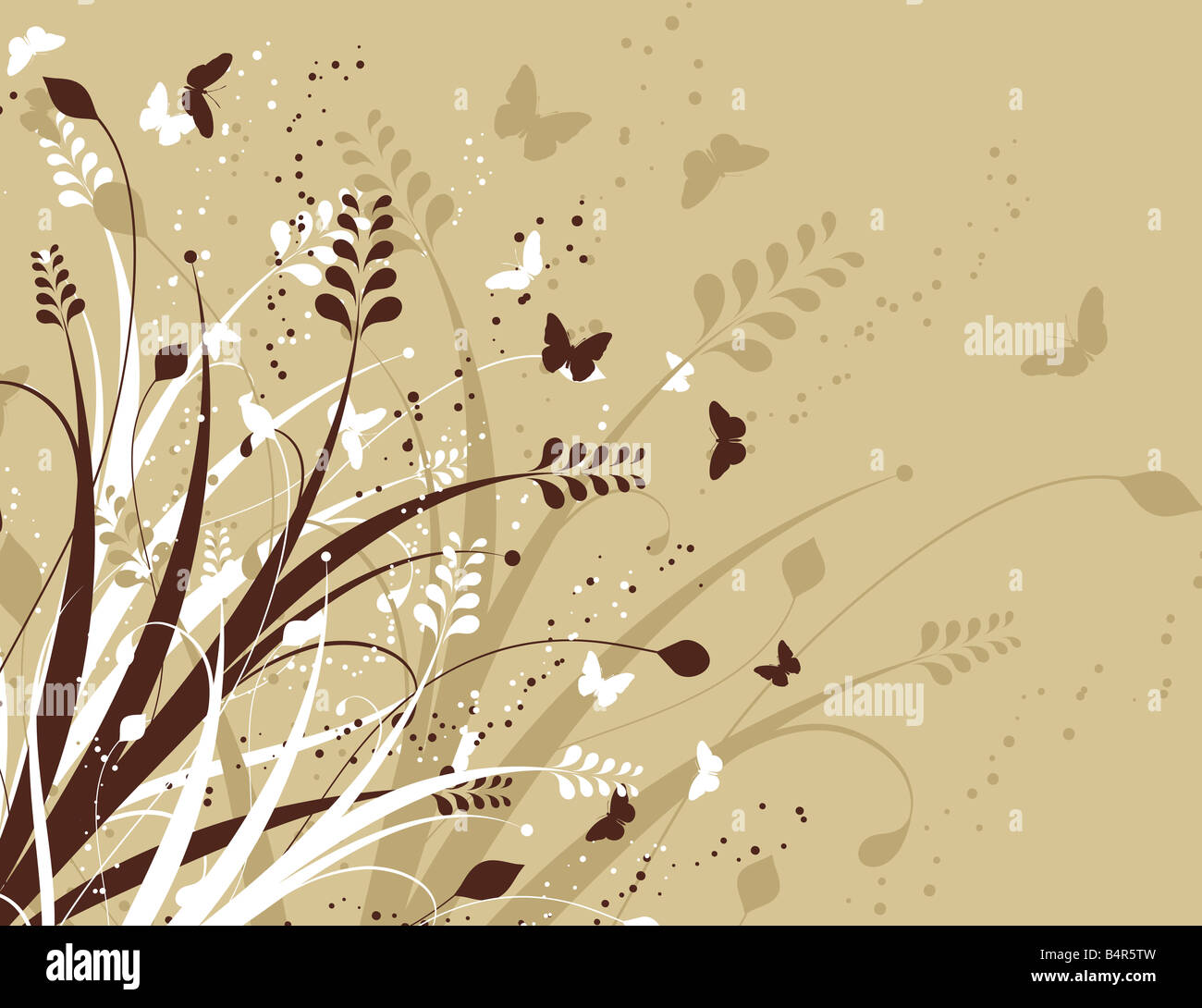 Background of flowers and butterflies Stock Photo - Alamy