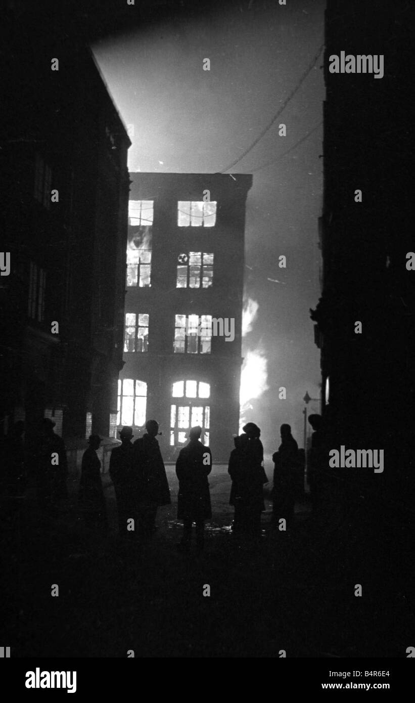 The second great fire of London following a heavy German air raid on ...