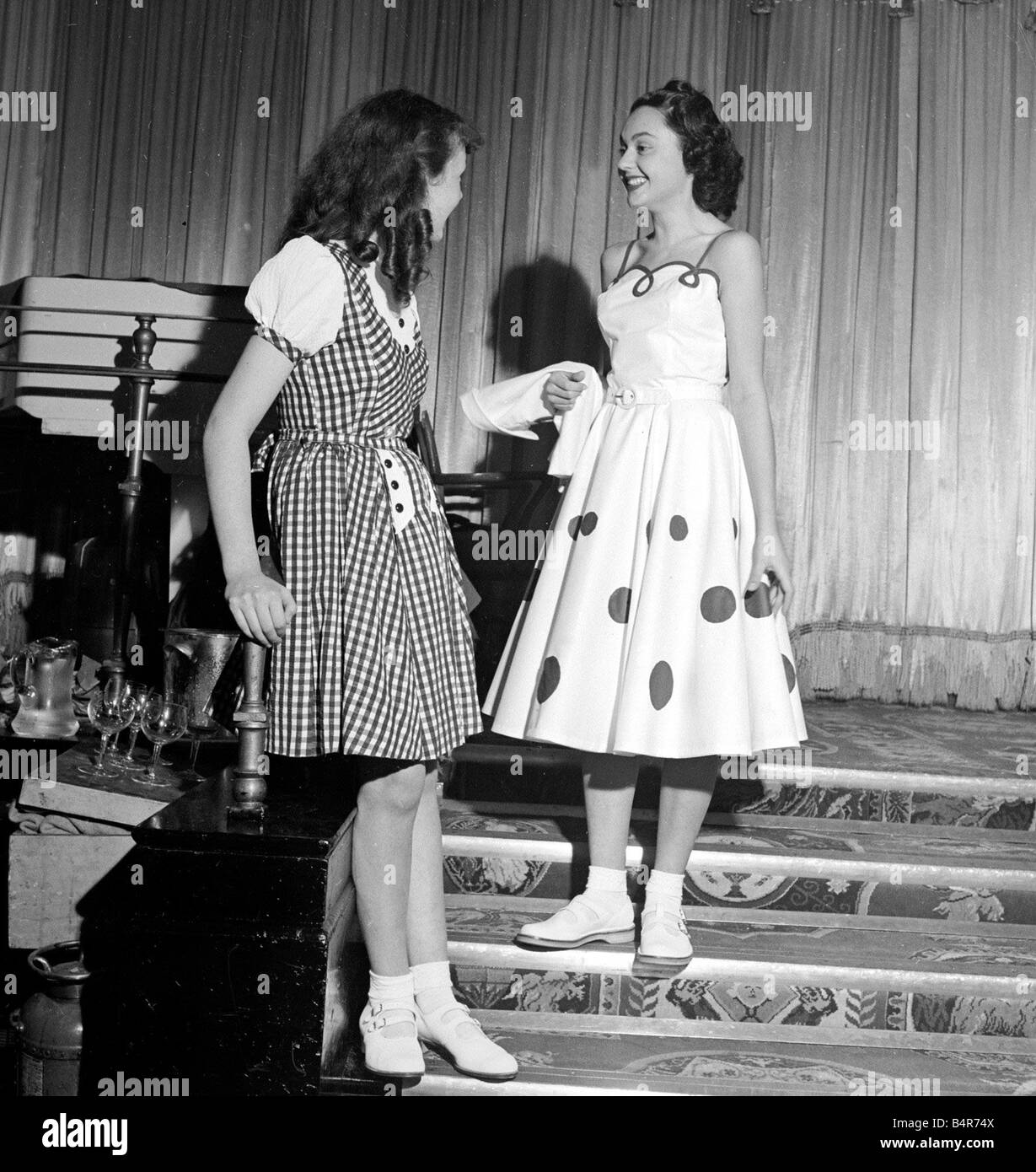 Teengagers June Allen and Audrey Manning wearing dresses November 1951 ...