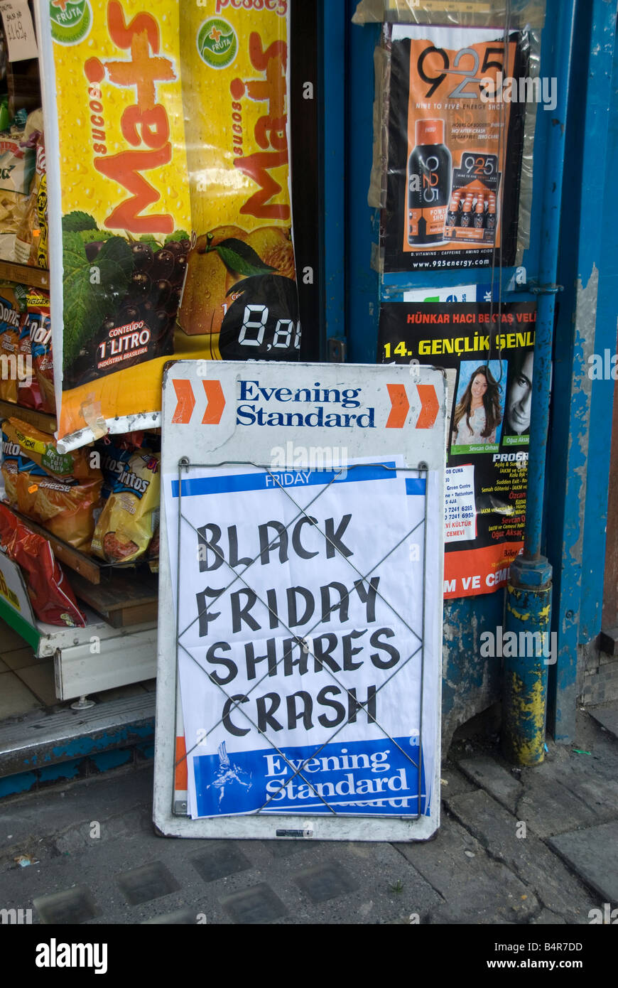 Hackney London October 2008 Newspaper hoarding with headline Black ...