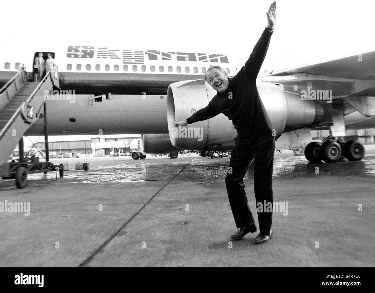 Millionaire airline owner Freddie Laker at Gatwick airport this ...