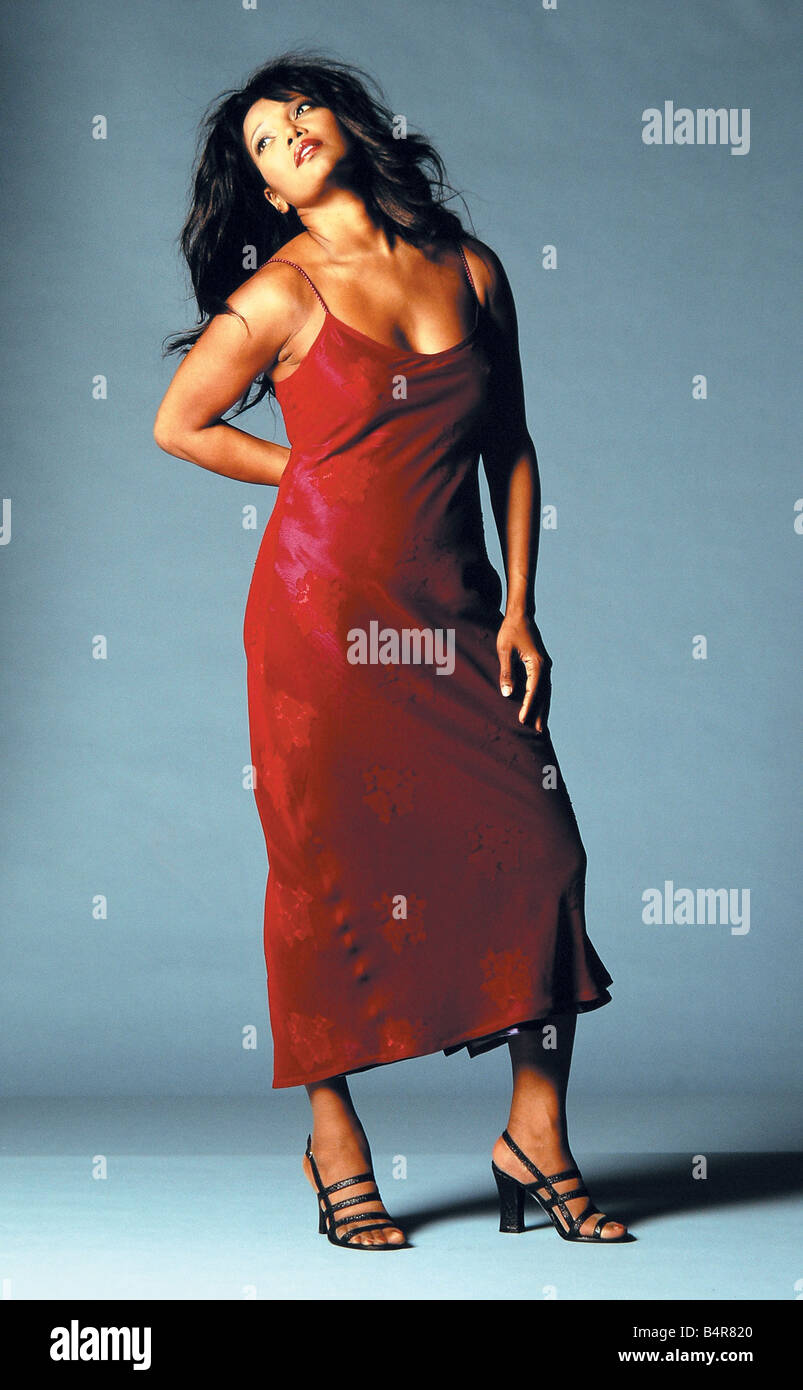 Singer Judy Cheeks wearing along red dress December 2001 Stock Photo ...