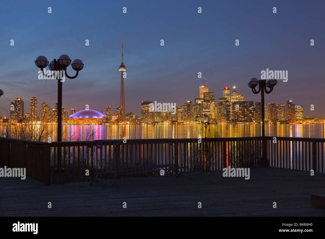 Toronto City Skyline seen at dusk from Centre Island, Toronto Islands ...