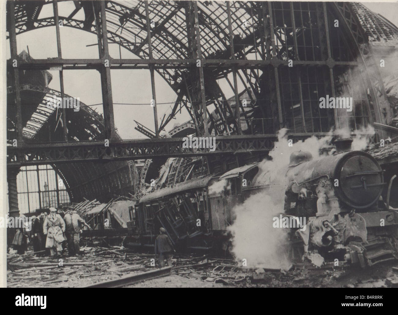Middlesbrough Station just after a daylight air raid August 1942 Stock ...