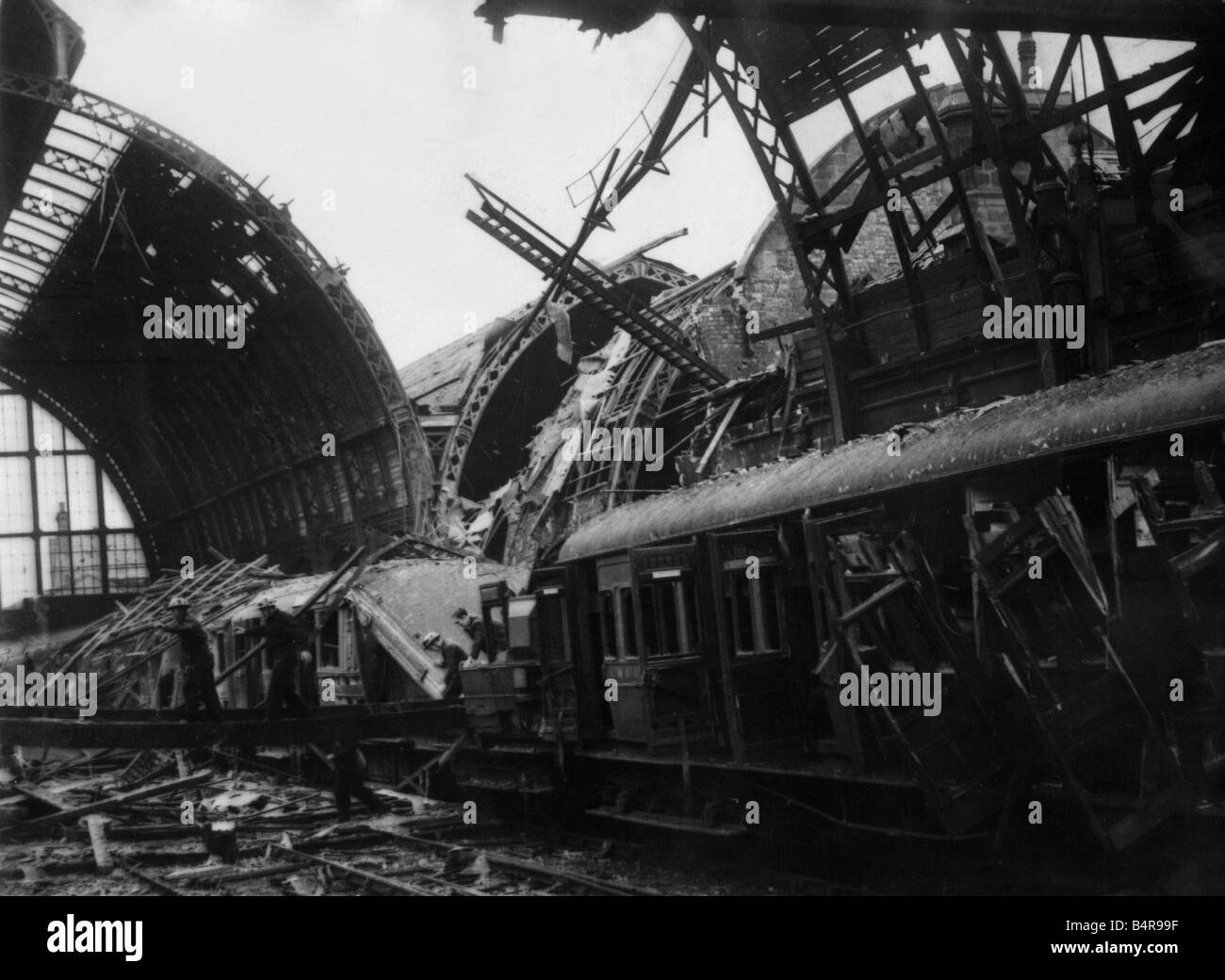Some of the damaged coaches afer Nazi air raids on Middlesbrough ...