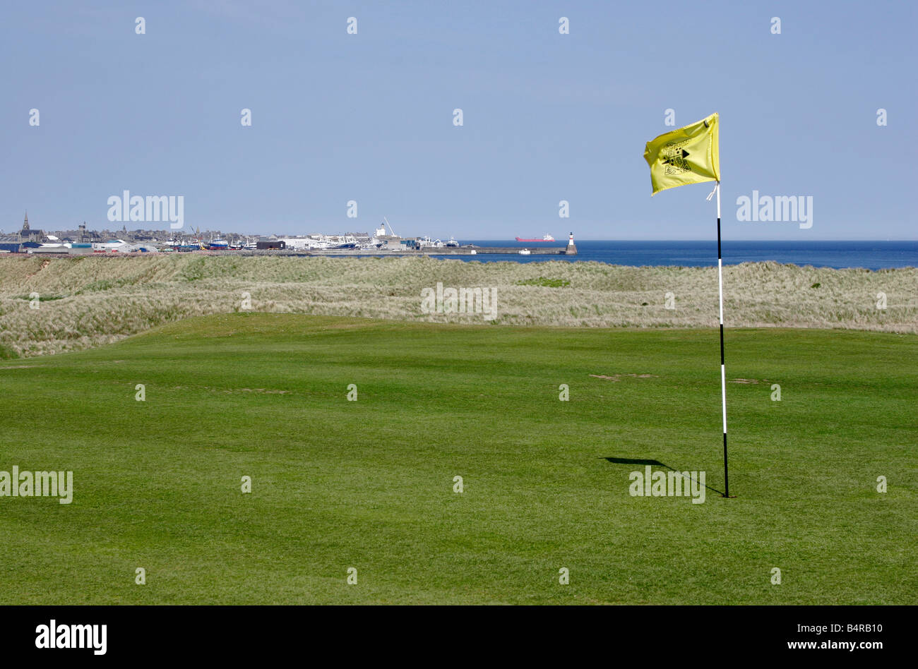Looking back across Fraserburgh Golf Course towards the town and ...