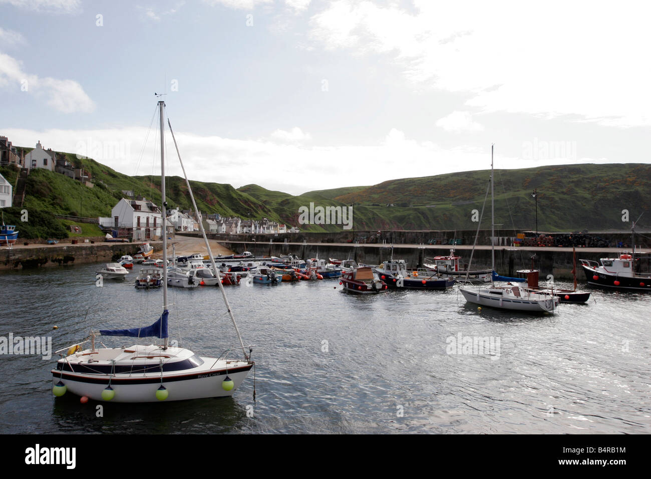 The harbour at Gardenstown in the North East of Scotland Stock Photo ...