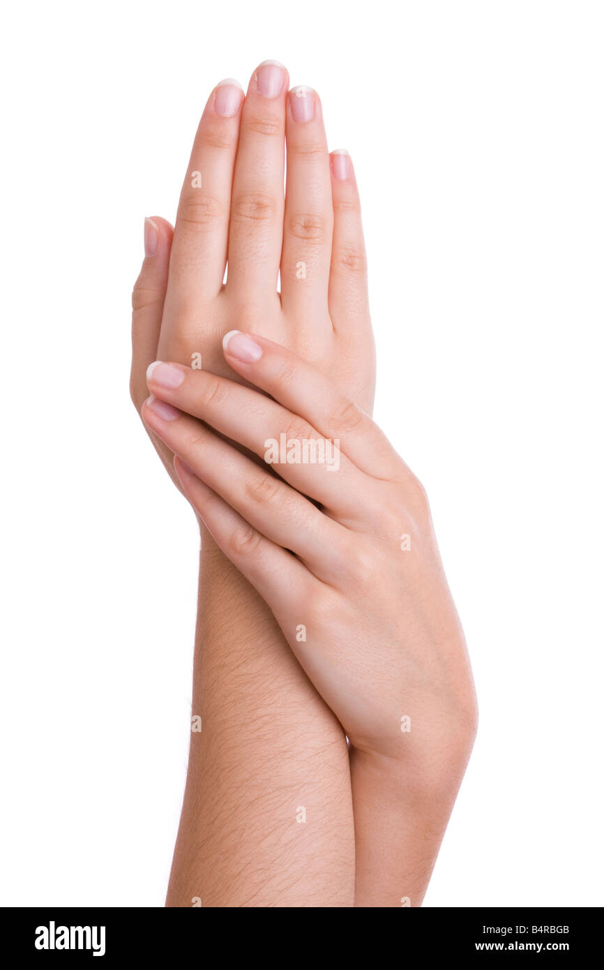 Hands caressing isolated on white Body care concept Stock Photo - Alamy