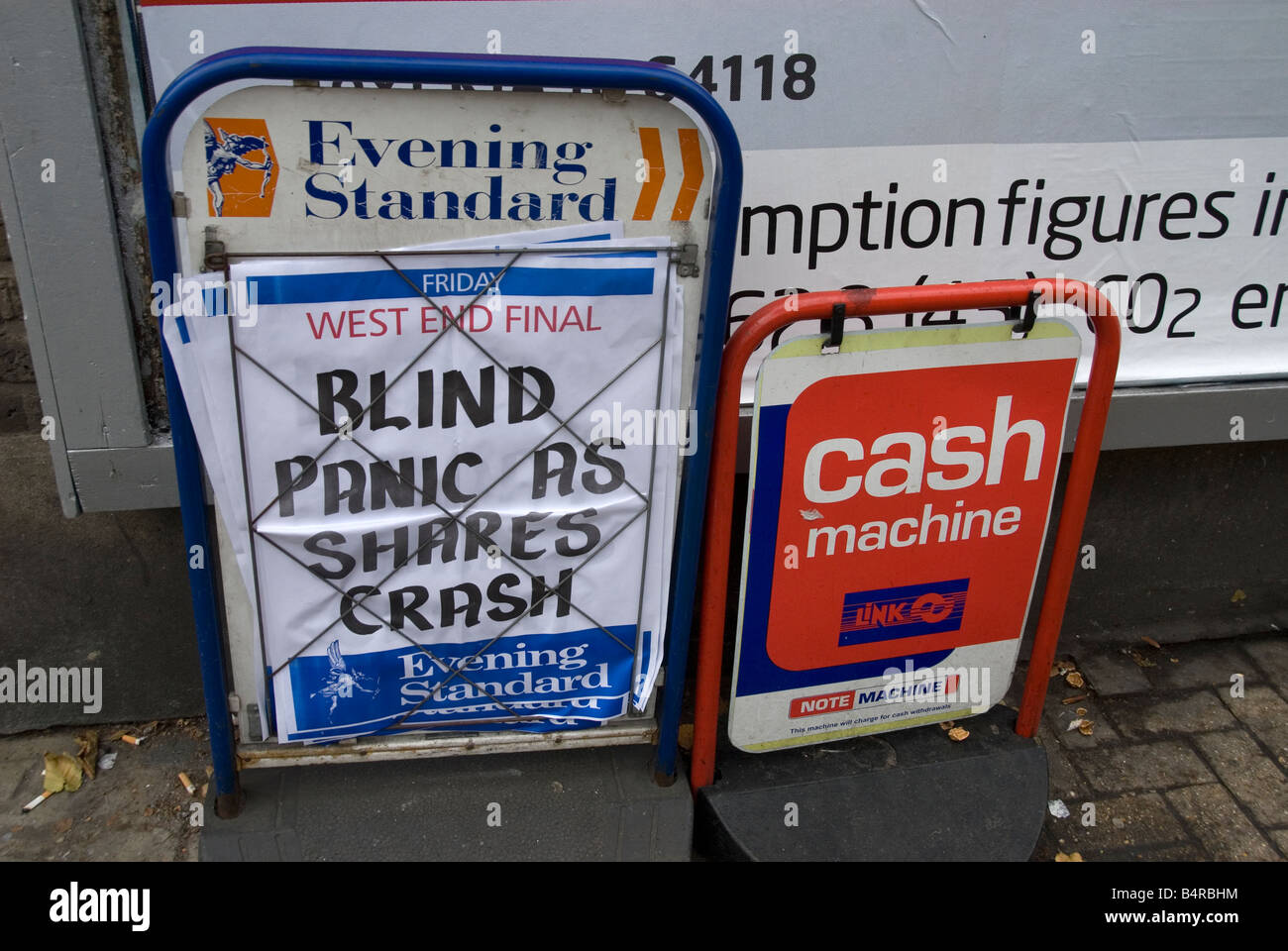 Hackney London October 2008 Newspaper hoardings with headline Blind ...