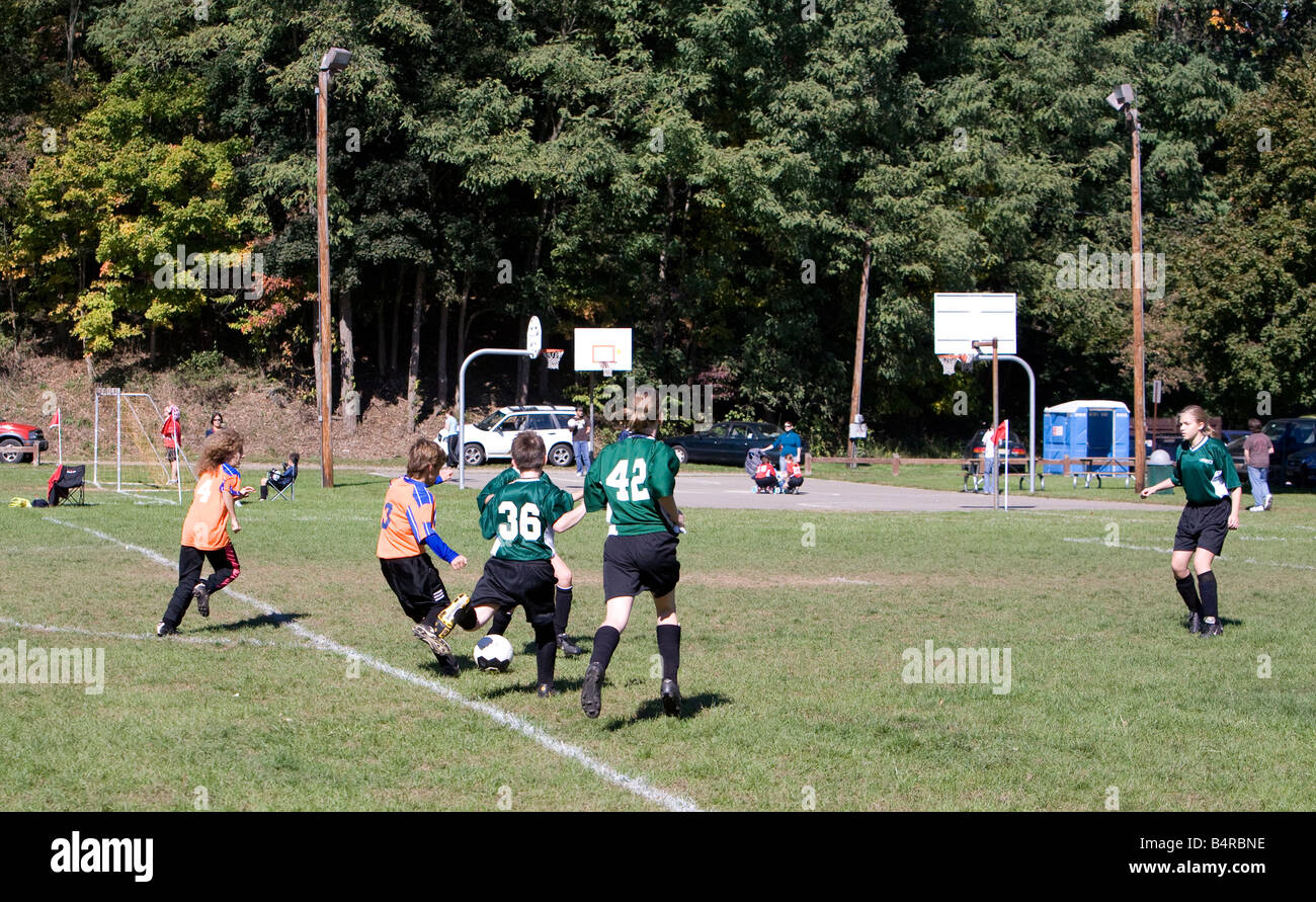 A Saturday league soccer football match. Pre-teens Stock Photo - Alamy