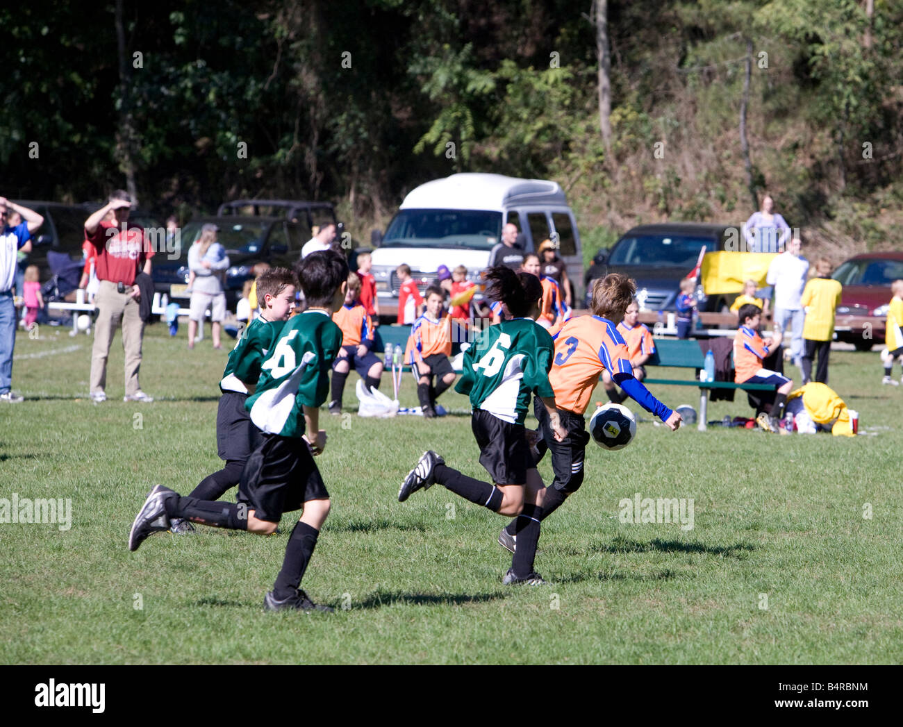 A Saturday league soccer football match. Pre-teens Stock Photo - Alamy