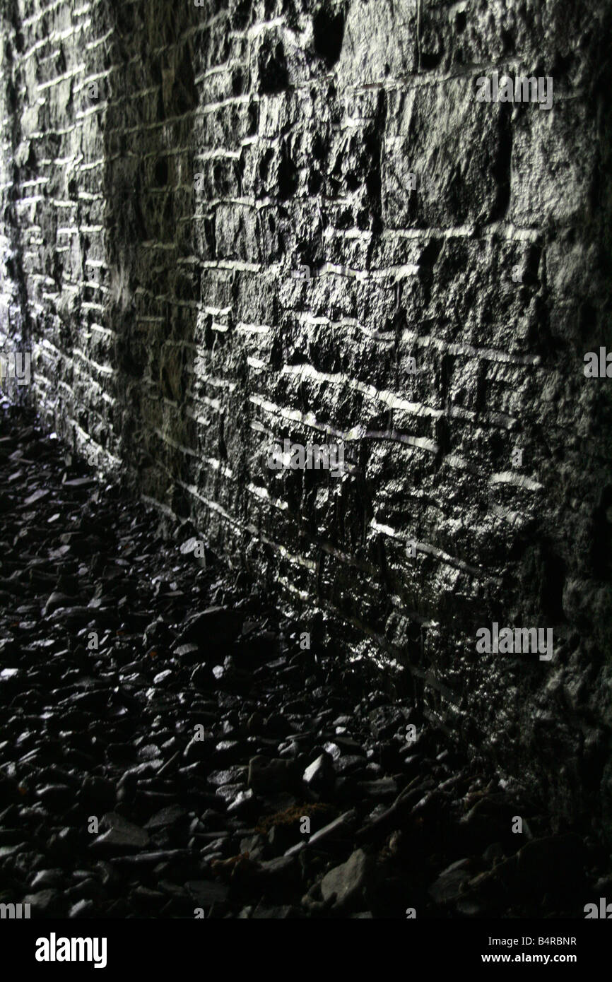 detail of dark damp wet stone wall in alley way Stock Photo - Alamy