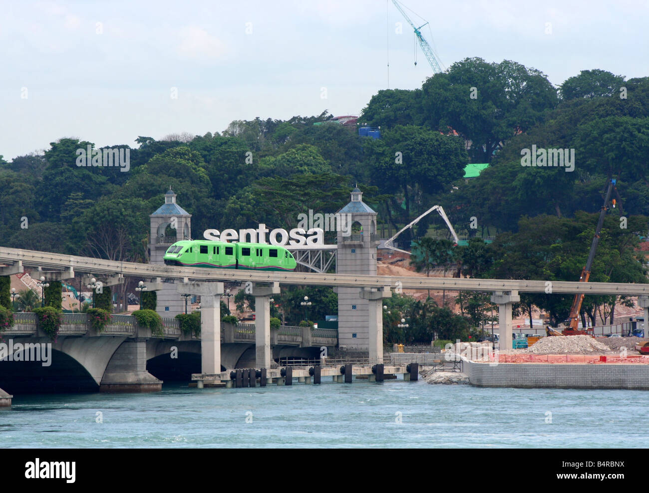 Monorail and Sentosa sign Singapore April 2008 Stock Photo - Alamy