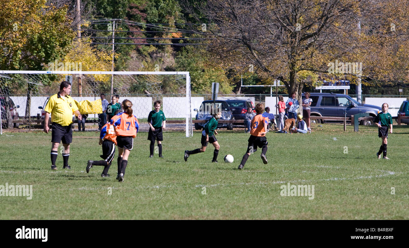 A Saturday league soccer football match. Pre-teens Stock Photo - Alamy