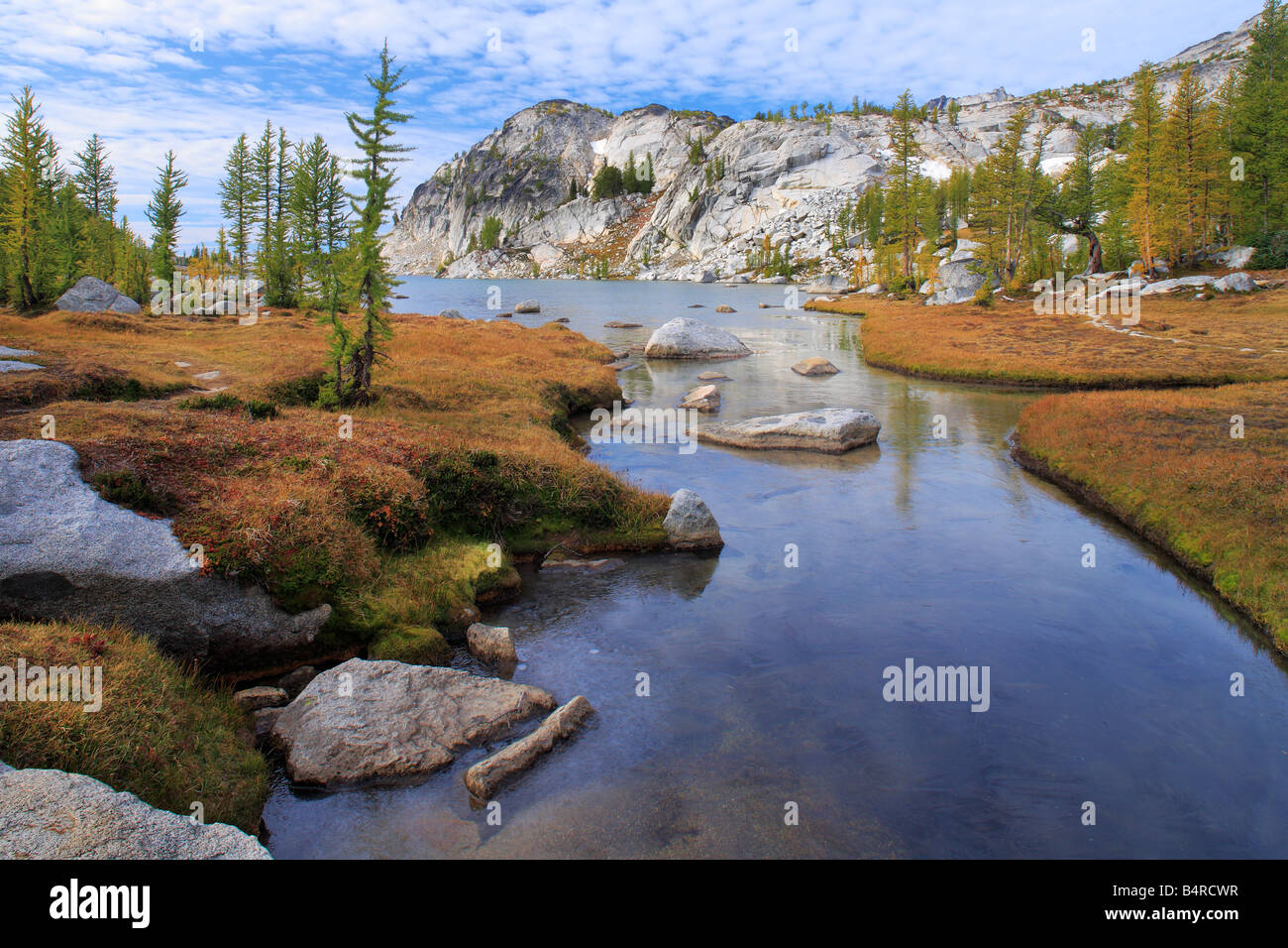Creek entering Perfection Lake in the Enchantment Lakes area of Alpine ...