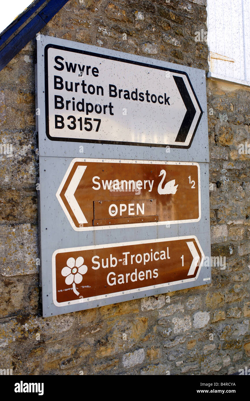 Signposts in Abbotsbury Dorset Stock Photo - Alamy