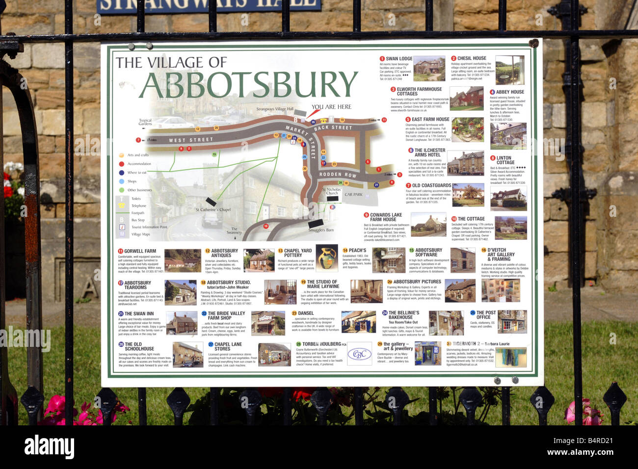 Village of Abbotsbury Dorset Visitors map Stock Photo - Alamy
