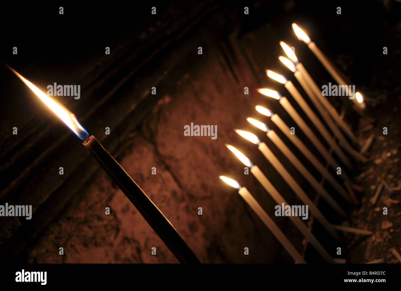 Candles burn in the Church of the Resurrection (Holy Sepulchre) in ...