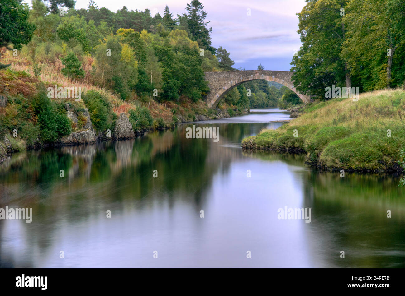 The River Carron, which many anglers use for fishing, taken at dusk ...