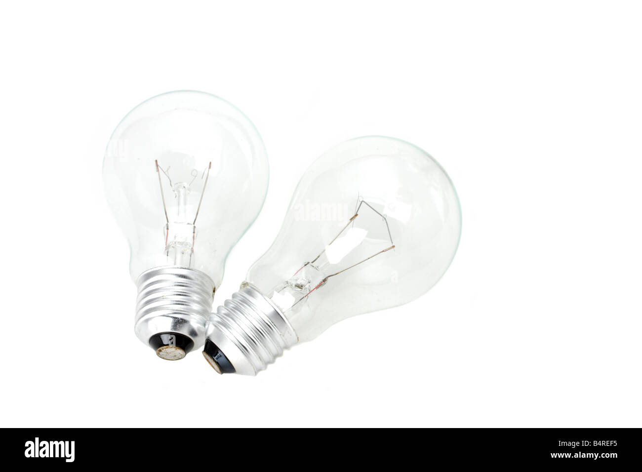 two conventional light bulbs on white background Stock Photo - Alamy