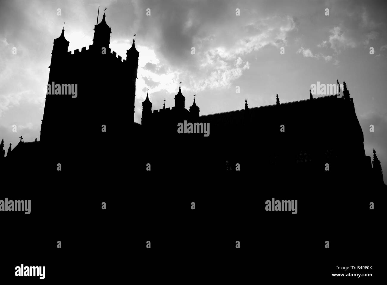 City of Exeter, England. Silhouette of Exeter Cathedral, which is more ...