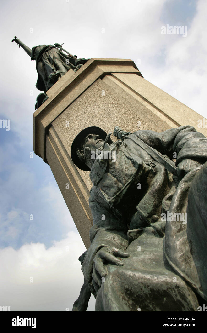 City of Exeter, England. A bronze WWI soldier statue on the John Angel ...