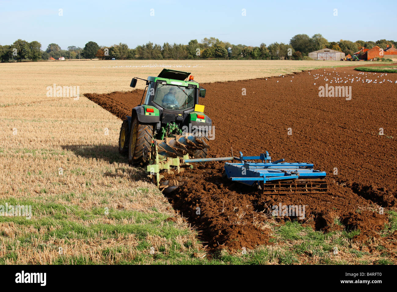 Ploughing the fields after the summer crop "North Norfolk" UK Stock ...