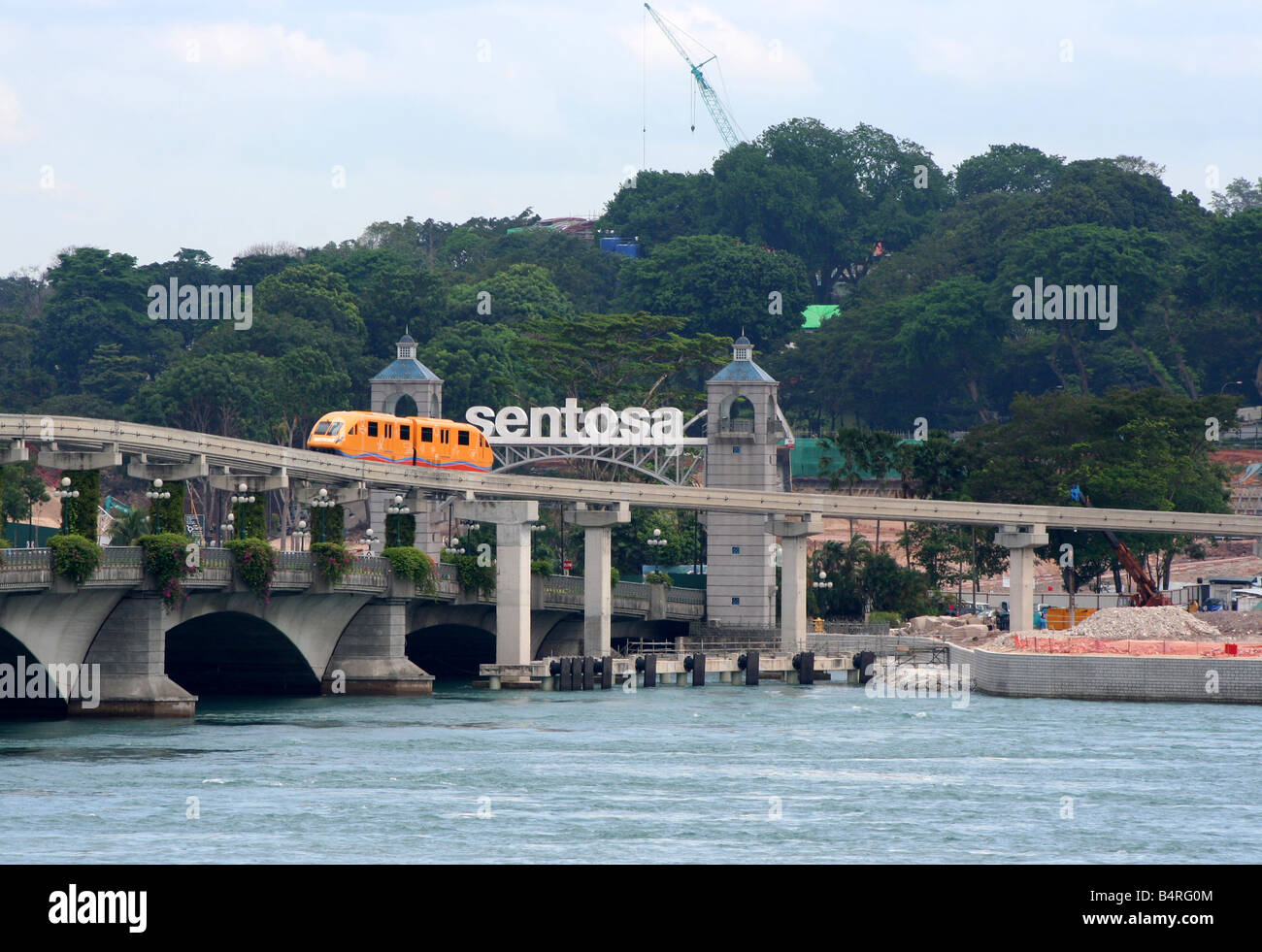 Monorail and Sentosa sign Singapore April 2008 Stock Photo - Alamy
