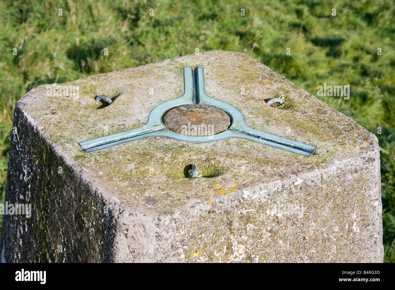 Trig point top plate Stock Photo - Alamy