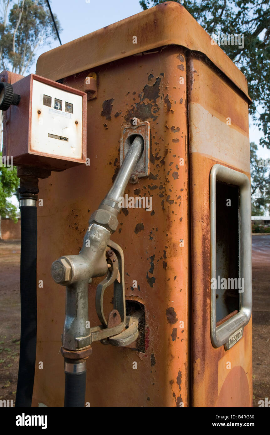 Old rusting fuel pump with spiderwebs growing on the nozzle Stock Photo ...